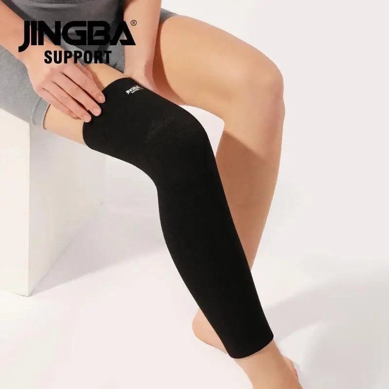 Black Long Full Leg Compression Sleeves for Sports – Brace & Belts